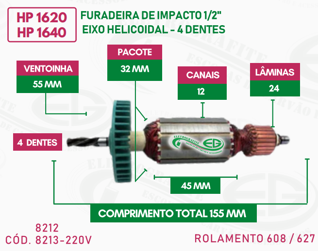 HP 1620/HP 1640 - Furadeira Impacto 1/2